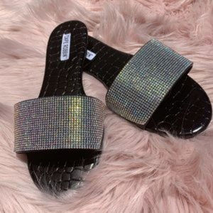 Cape Robbin | Shoes | Bling Bling Slides Black Patent Croc | Poshmark